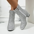 Mepaouo Women's Glitter Ankle Booties Rhinestone Sequin Heel Chelsea ...