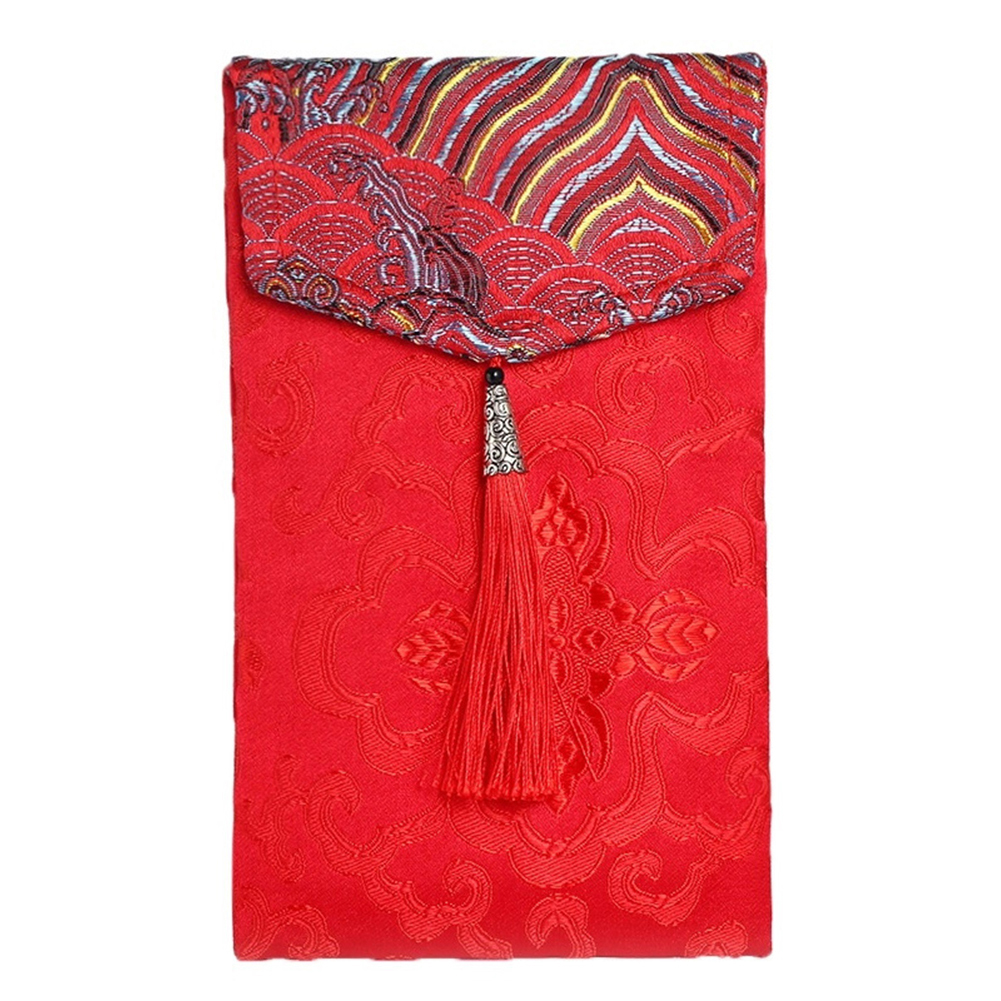 Tassel Chinese Style Cloth Floral Red Envelope Pocket New Year Packet ...