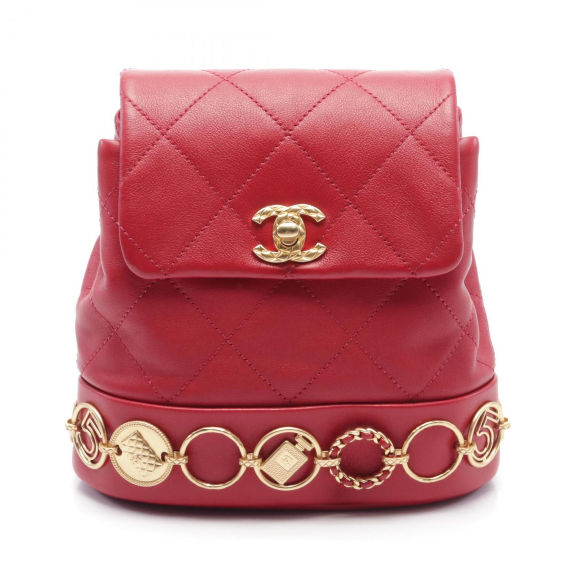 Pre-Owned CHANEL Matelasse Small Chain Rucksack Backpack Bag Lambskin ...