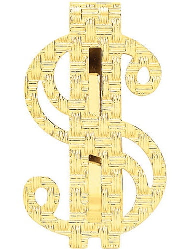 Primal Gold 14 Karat Yellow Gold Textured Dollar Sign Money Clip ...