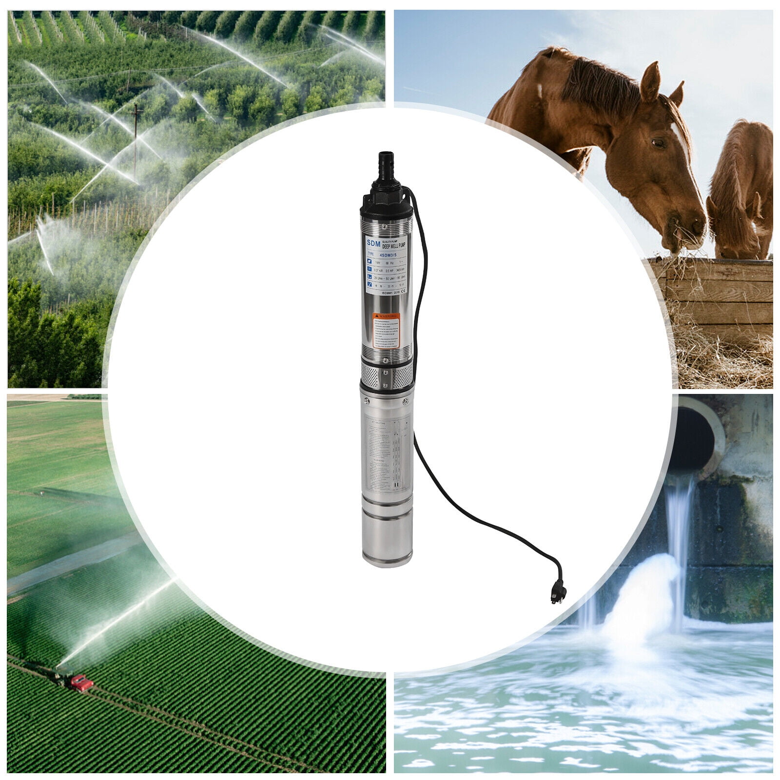 110V Submersible Deep Well Water Pump Stainless Steel Submersible Well ...