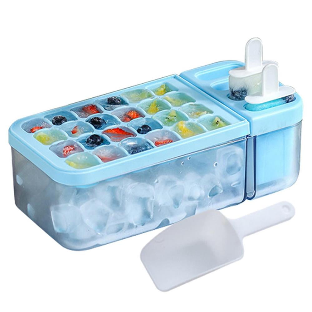 Tohuu Ice Cube Tray Flexible Ice Cube Tray with Lid Container & Scoop ...