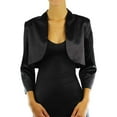 Black 3/4 Sleeve Satin Bolero Shrug Jacket Size 3XL - Walmart.com