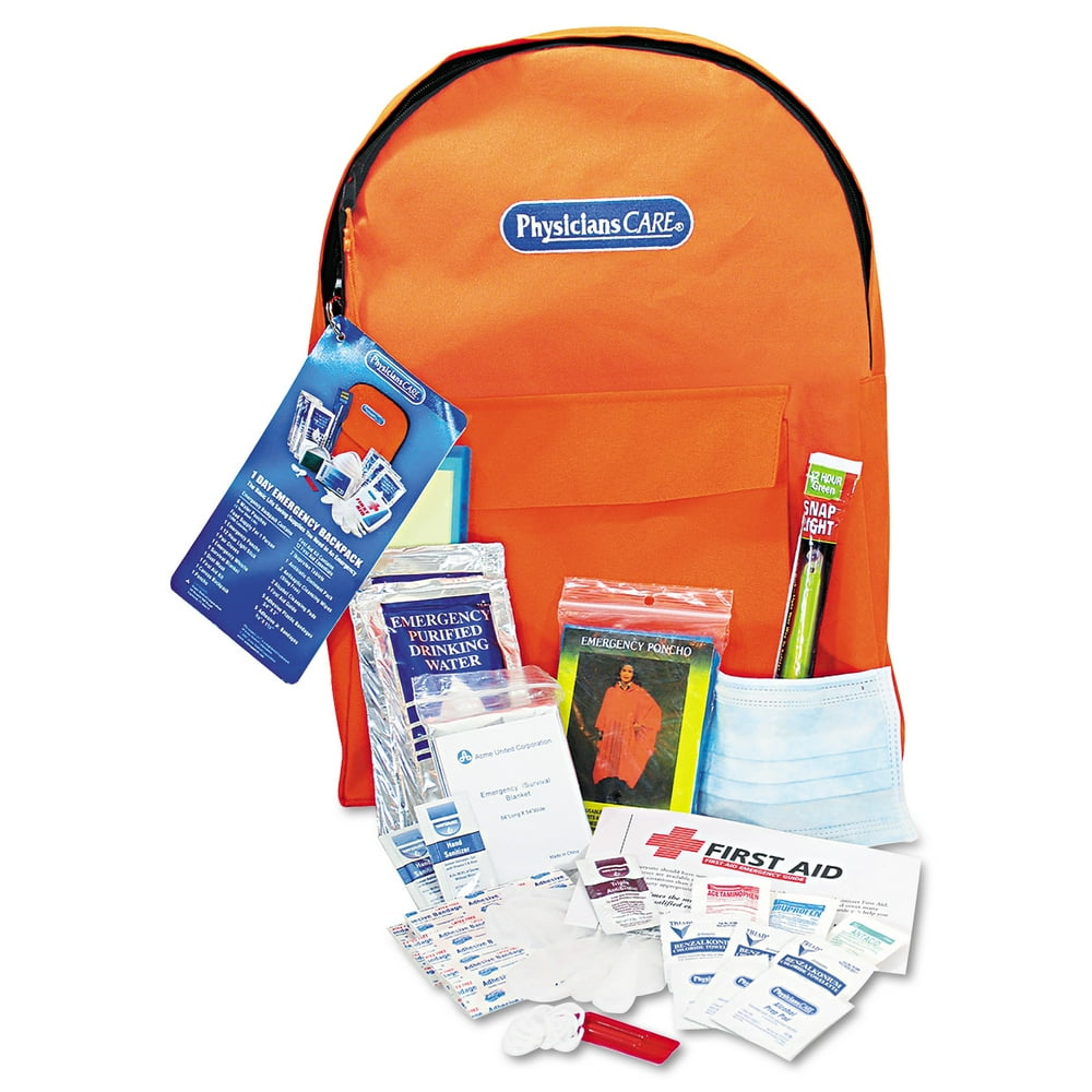 Emergency Preparedness First Aid Backpack, 43 Pieces/Kit -FAO90123 ...