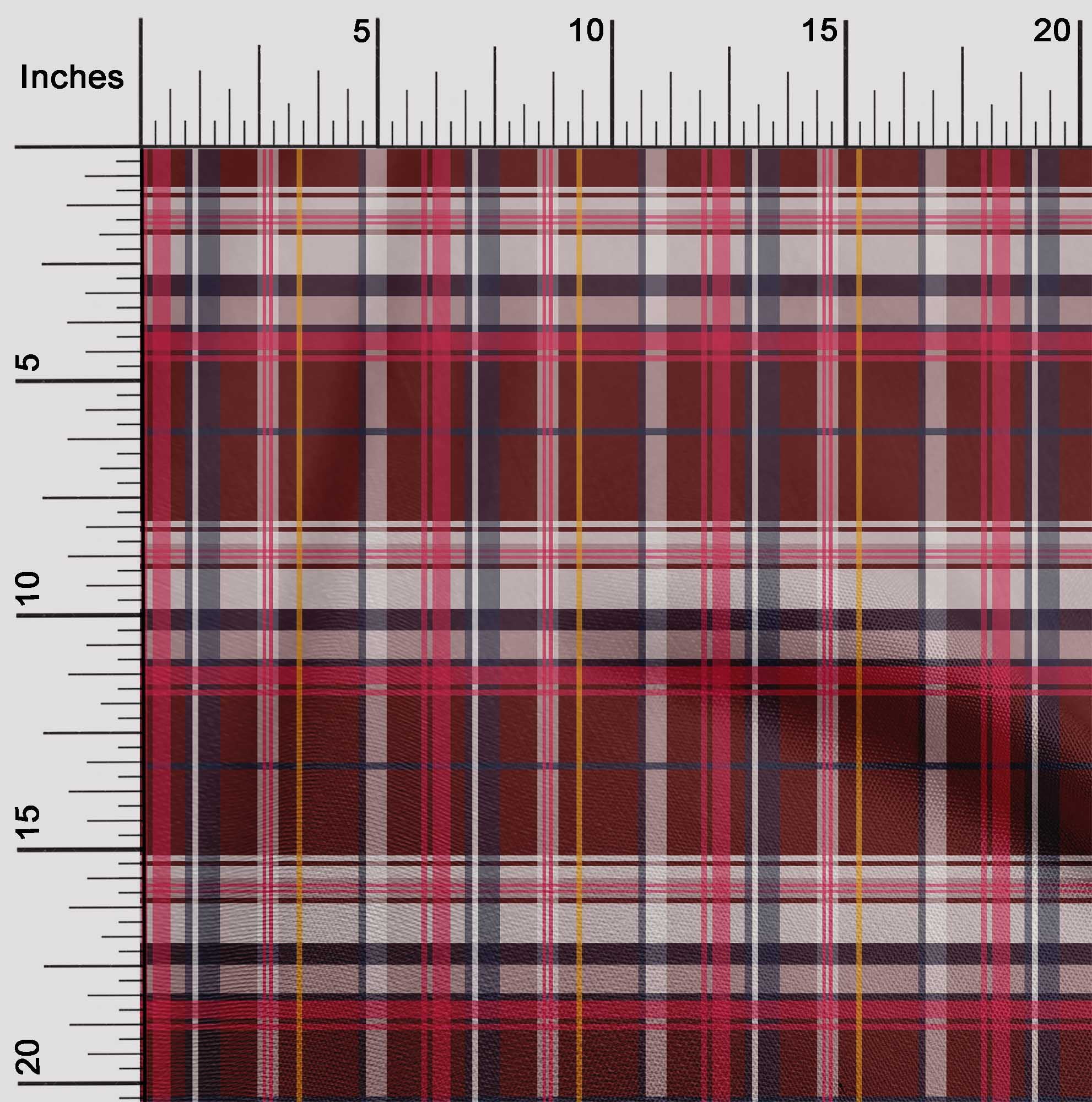 oneOone Cotton Silk Maroon Fabric Madras Check Sewing Material Print ...
