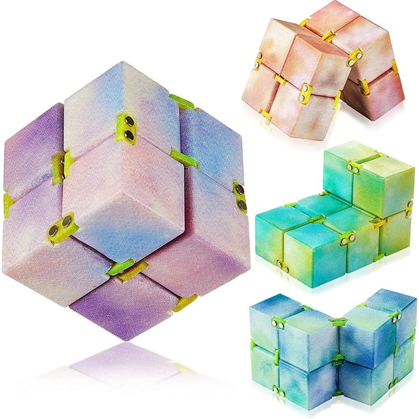 4 Pieces Infinity Cube Fidget Toy Stress Relieving Fidget Infinity Cube ...