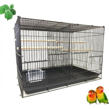 Seny Double Cage with Center Divider for Bird Parrot Aviary W64xD32xH73 ...