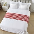 Bed Runner Red Checked Plaid Bedding Scarves Soft Decorative Bed Flag ...