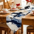 Abstract Blue Beige Table Runner Linen Burlap Table Runner 36 Inches ...