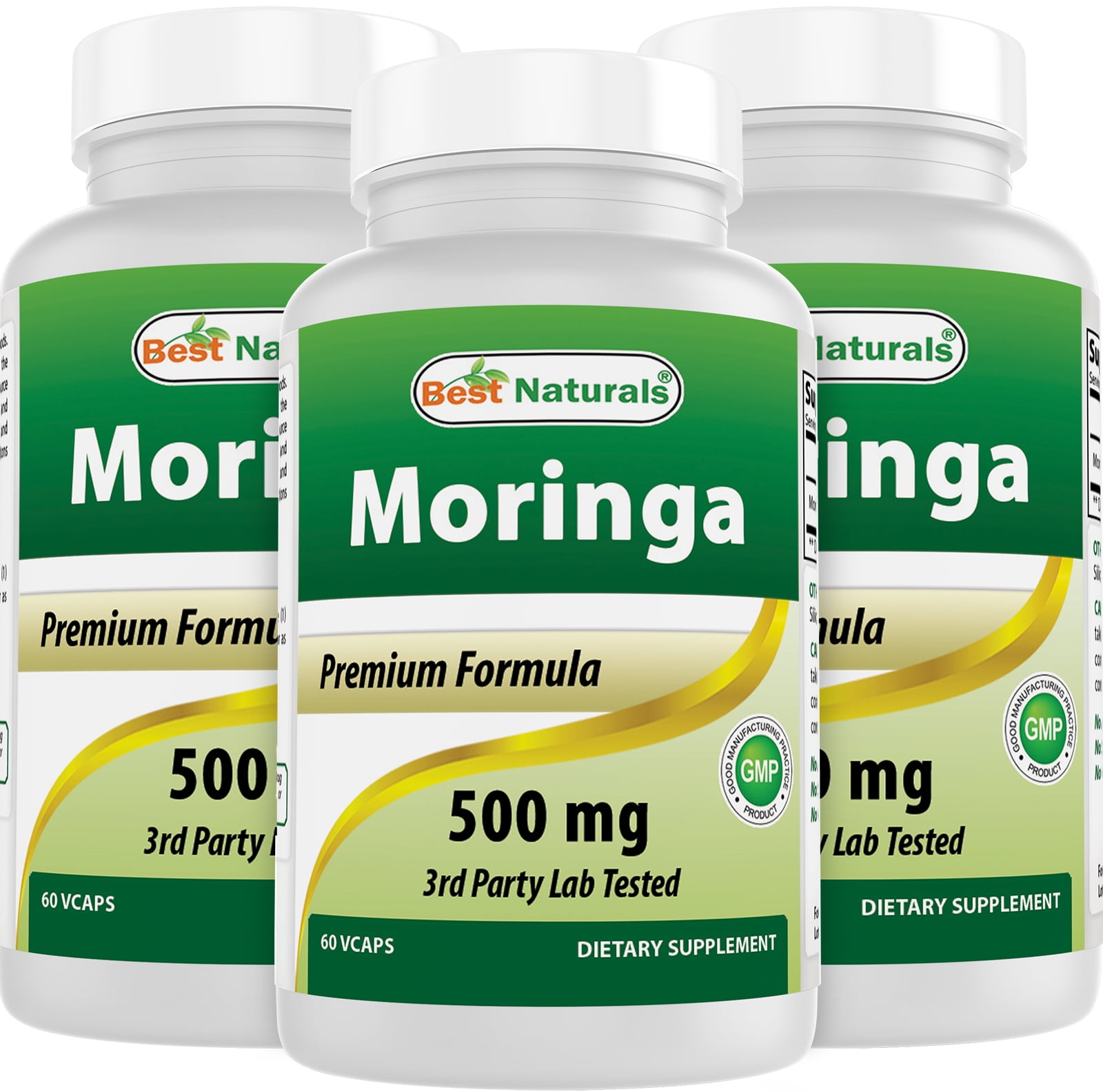 3 Pack Best Naturals Moringa 500 mg 60 Vegetarian Capsules - Walmart.com