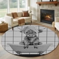 5ft Round Rug Grey Yak Area Rugs for Living Room Bedroom Washable Non ...