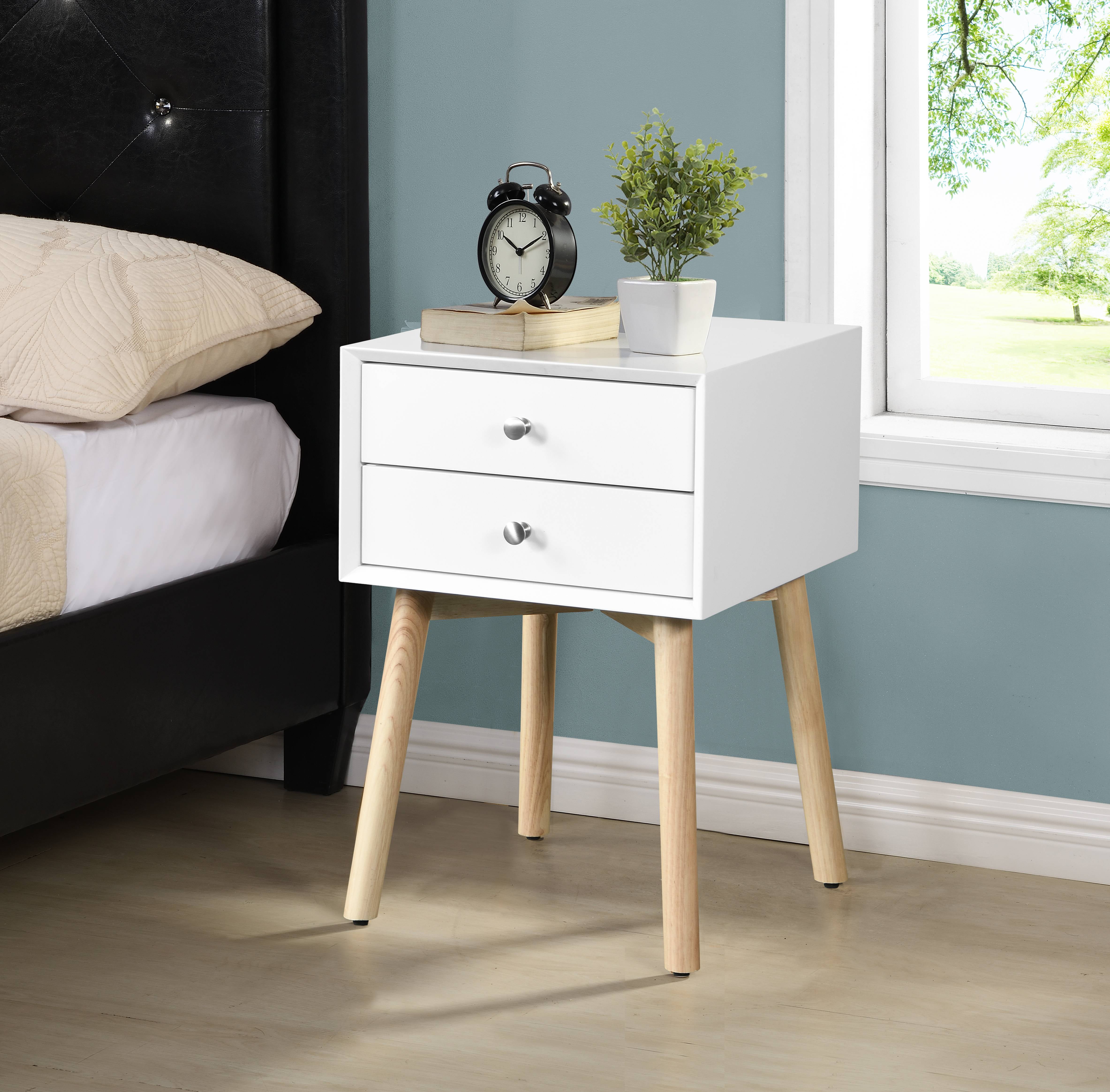 Night Stand, Solid Wood Legs Furniture Bedside Table, Modern End Side ...