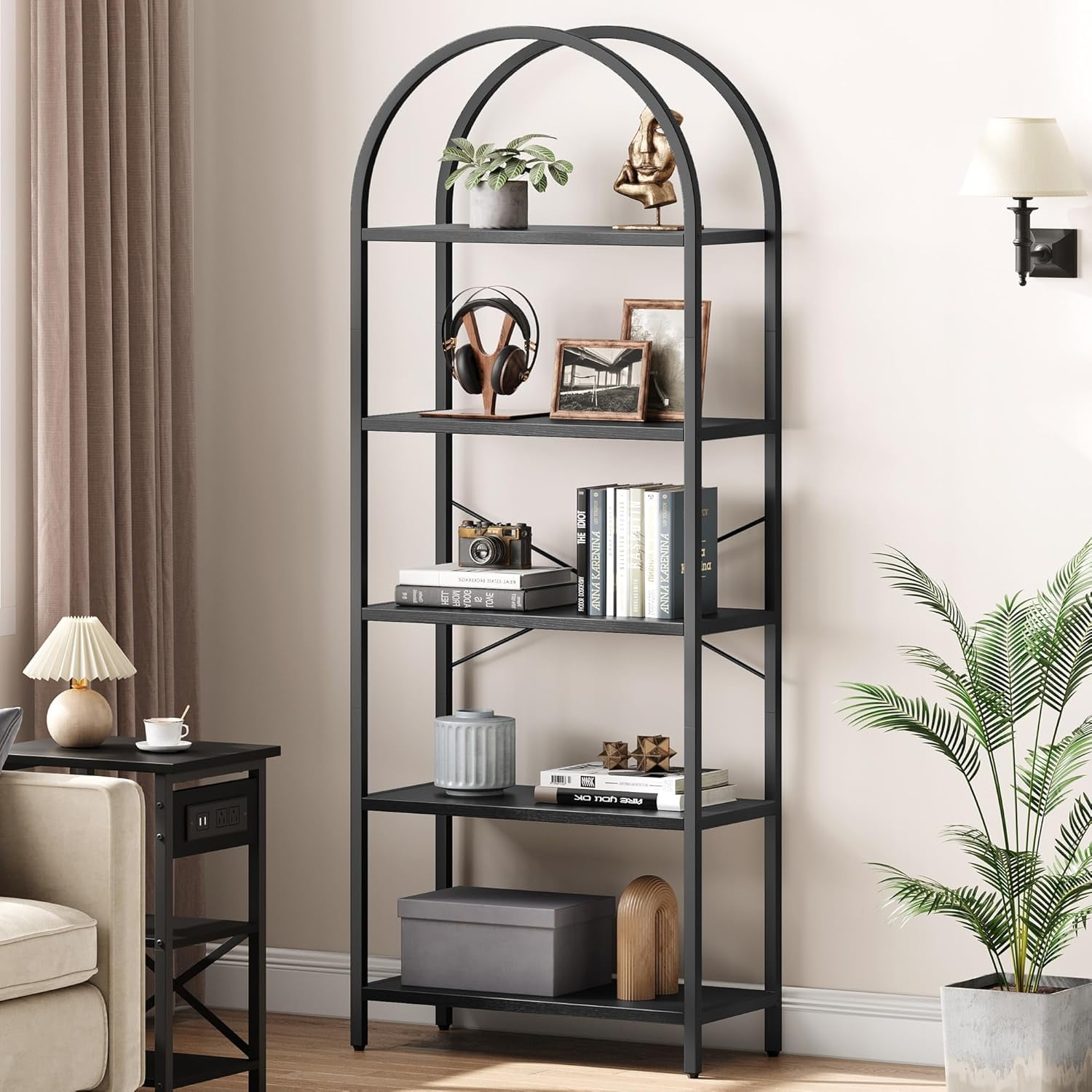Click here for Cabihome Bookcase 5-Tier Arched Metal Bookshelf -... prices