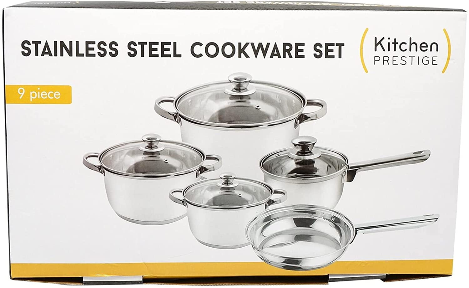 Buy TIAB INC Kitchen Prestige Stainless Steel With Glass Cookware Set ...