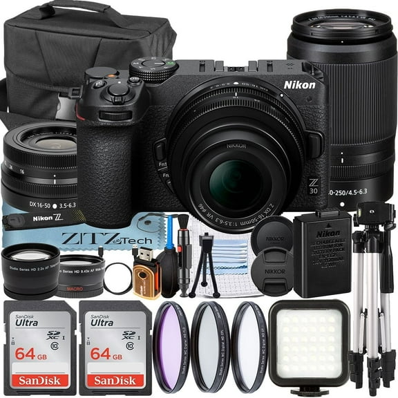 Nikon Z30 Mirrorless Camera with NIKKOR 16-50mm + DX 50-250mm Zoom Lens ...