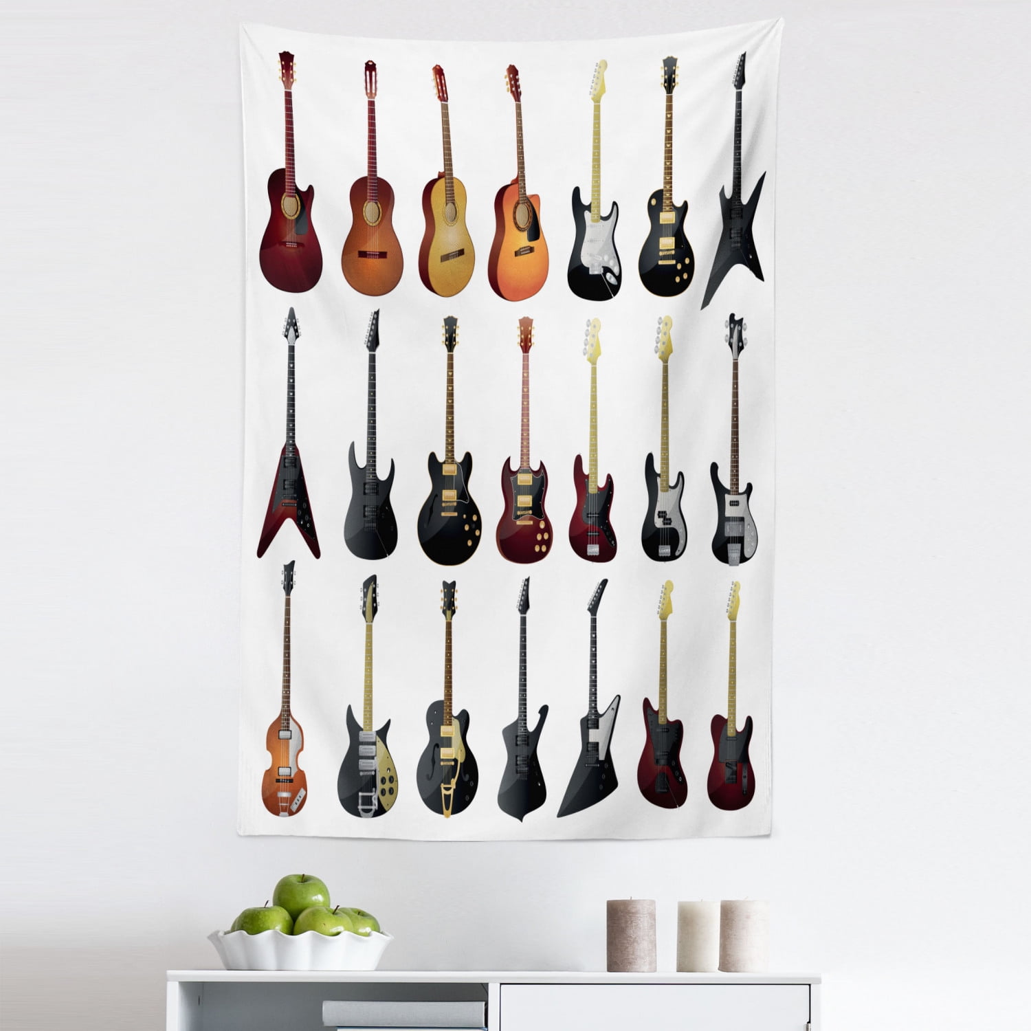Music Tapestry, Instruments Pattern Classical and Bass Varieties of ...