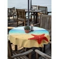 Cartoon Summer Beach Round Outdoor Tablecloth with Umbrella Hole Red ...