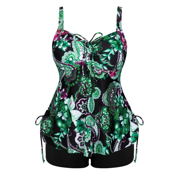 Chama Paisley Bathing Suits for Women Plus Size Tummy Control Swimsuits ...