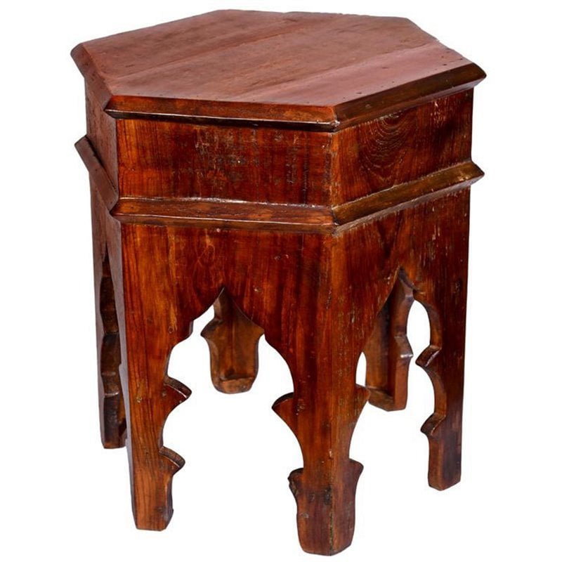 Favors Handicraft Reclaimed Wooden Moroccan Style Side Table in Rustic ...