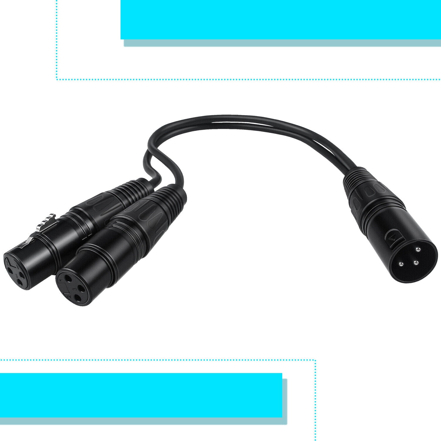 Liwarace 3-Pin XLR Male Jack to Dual 2 Female Plug Y Splitter Mic DJ ...