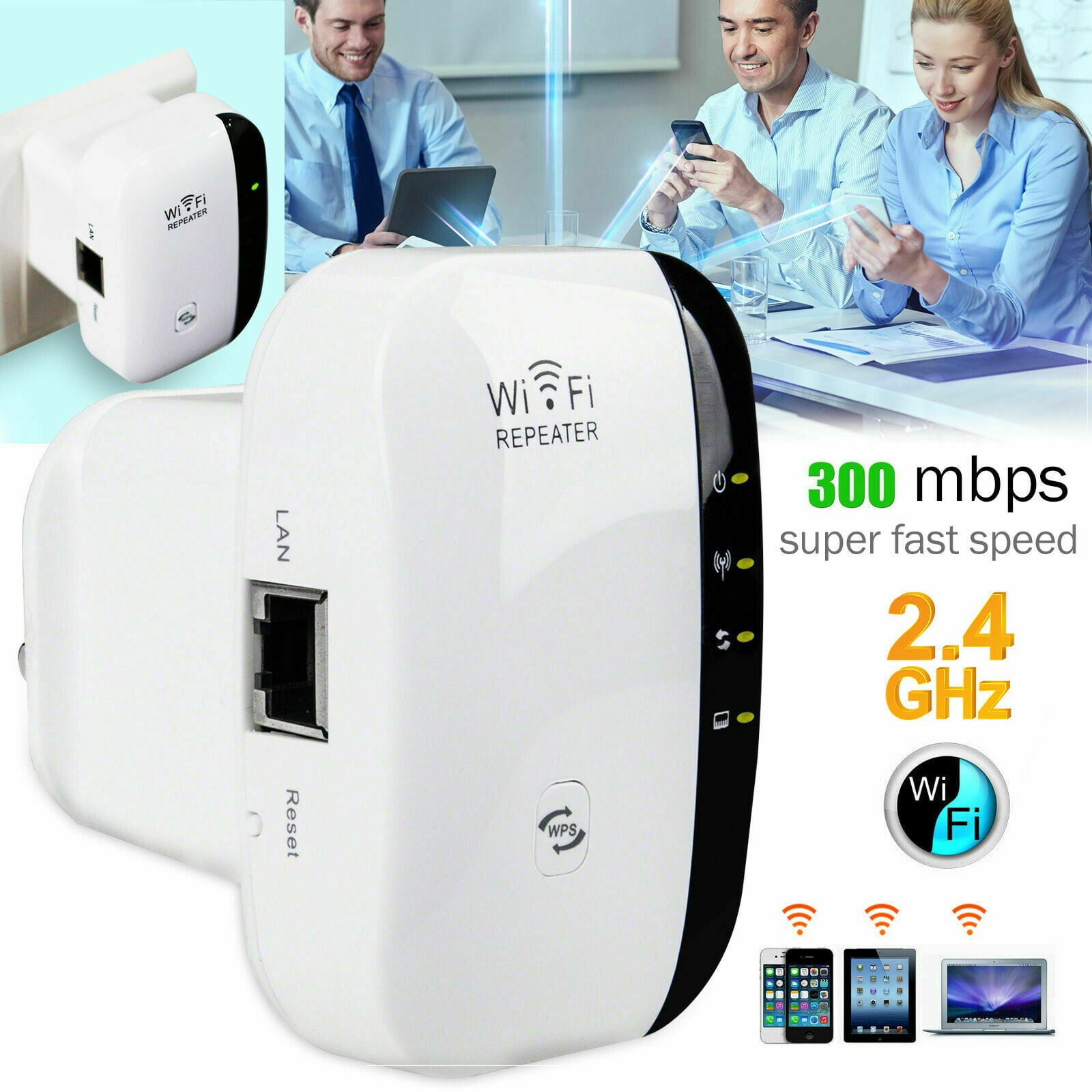 300Mbps WiFi Extender Wireless-N AP Range 802.11Network Repeater Signal ...