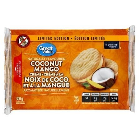 Great Value Naturally Flavoured Coconut Mango Creme Sandwich Cookies ...