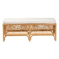 bali & pari Materra Bohemian Natural Rattan Bench with Upholstered ...