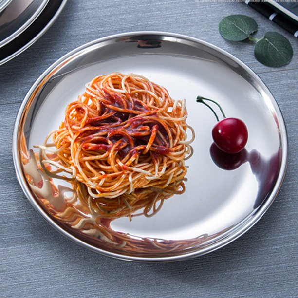 Lunch Plate 5.5/6.7/8/9/10 Inch Stainless Steel Round Lunch or Dinner ...