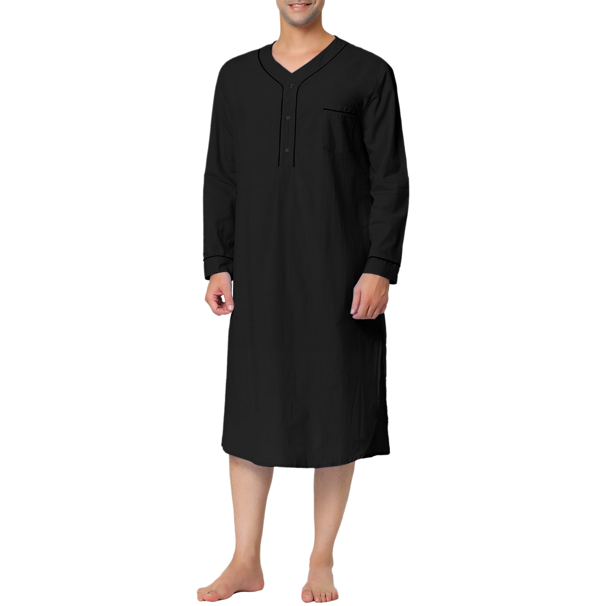 Click here for Inspire Chic Mens Sleepshirts Henley Collar Solid... prices