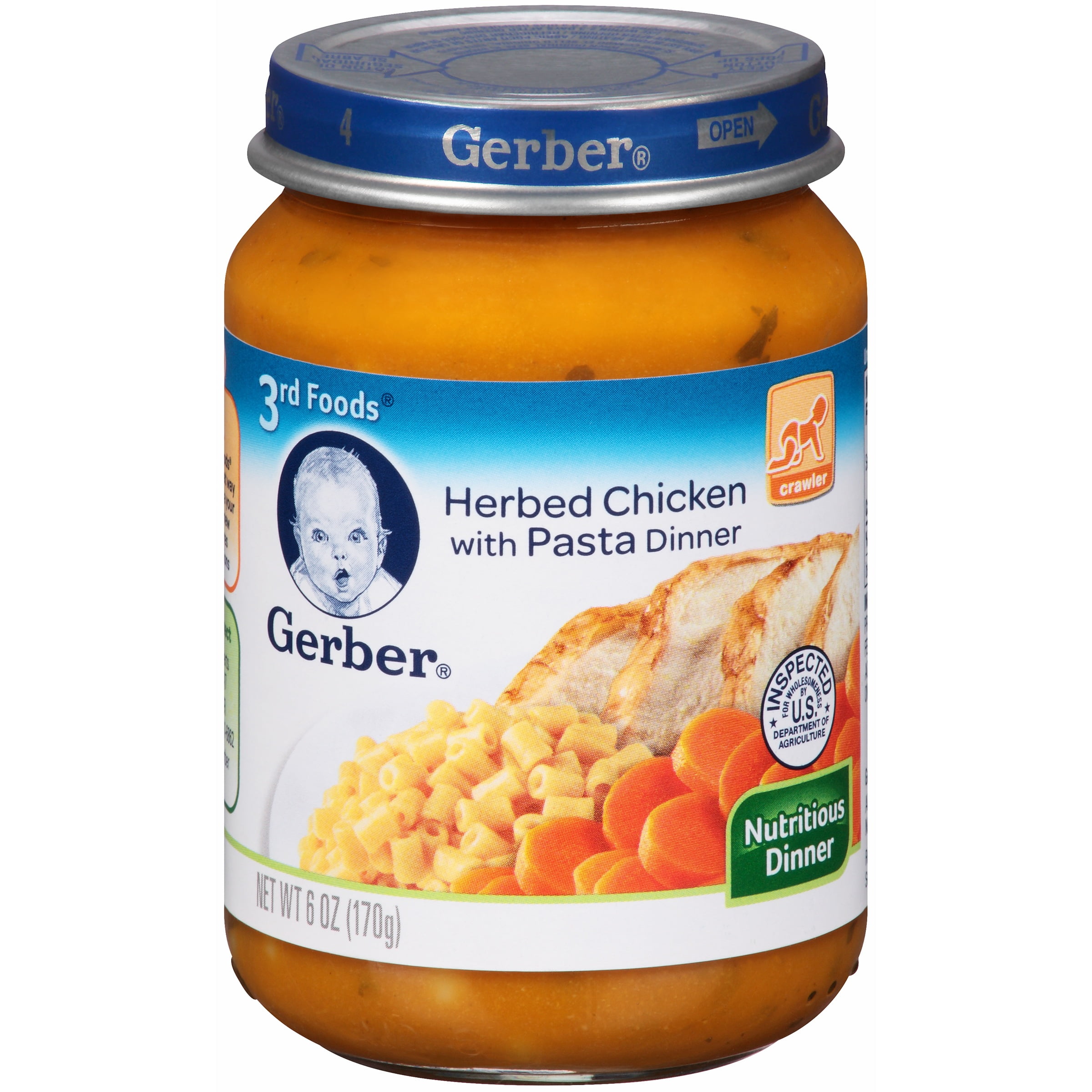 Gerber 3rd Foods Herbed Chicken with Pasta Purees Dinner 6 oz. Jar ...