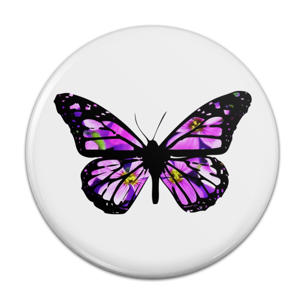 Butterfly with Flowers Pinback Button Pin - Walmart.com