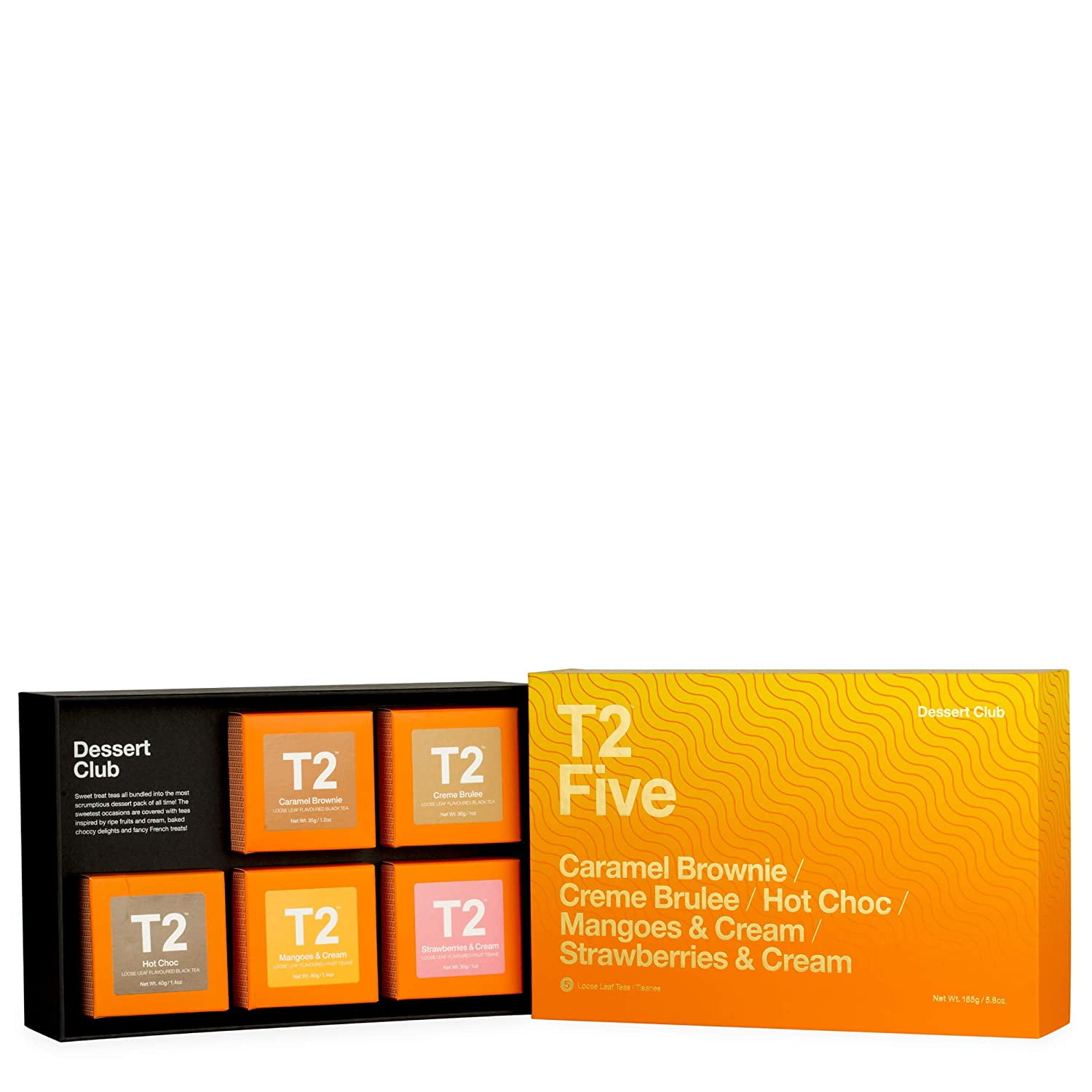 T2 Tea - Dessert Club Assorted Tea Sampler Gift Box, 5 Loose Leaf Black ...
