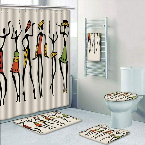 EREHome African Group Clan Dancers Ethnic Characters in Sketchy ...