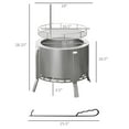BBQ Utensils Outsunny 2-in-1 Smokeless Fire Pit, BBQ Grill, 19 ...