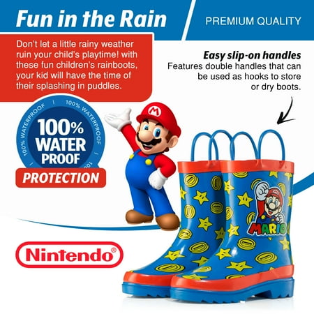 Nintendo - Nintendo Super Mario Blue Rubber Rain Boots - Size 5 Toddler ...