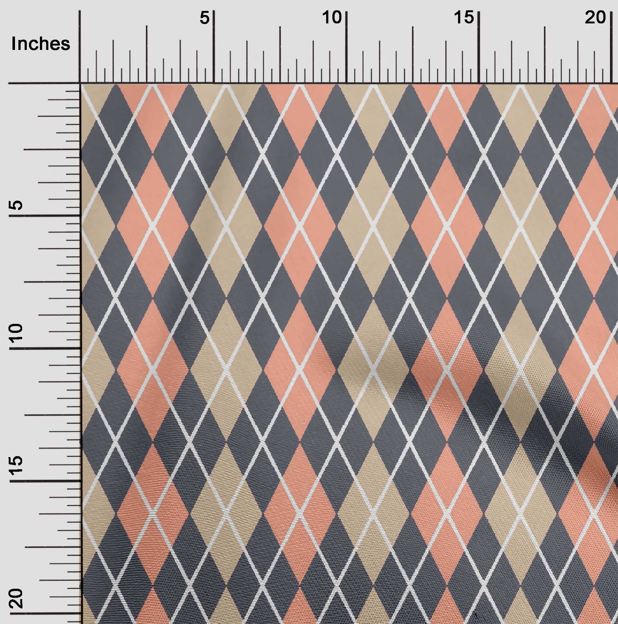oneOone Georgette Viscose Peach Fabric Argyle Check Quilting Supplies ...