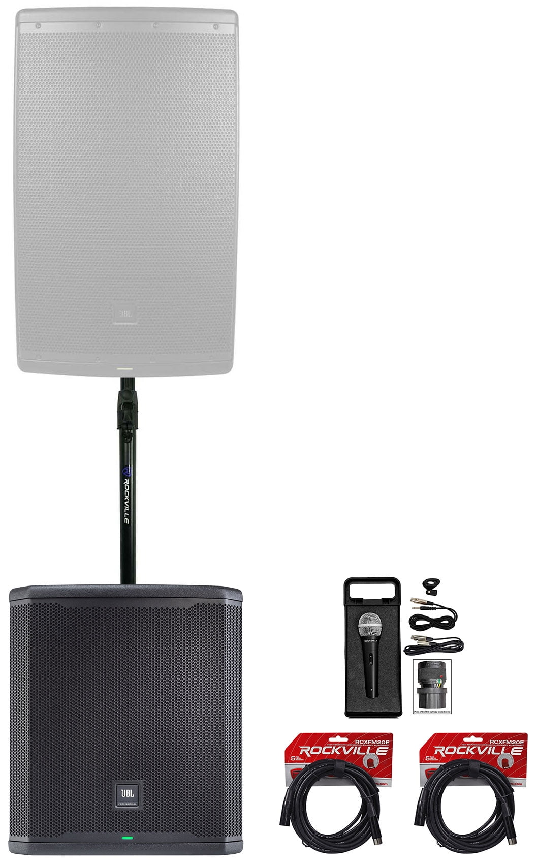 JBL PRX915XLF 15" 1000W RMS Powered DJ PA Subwoofer+Sub Pole Mount+Mic ...