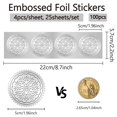 25sheets Round Plastic Silver Foil Embossed Picture Stickers Self ...