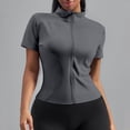 Favoffer Womens Zip Up Yoga Tops St Collar Short Sleeve Workout Jackets ...