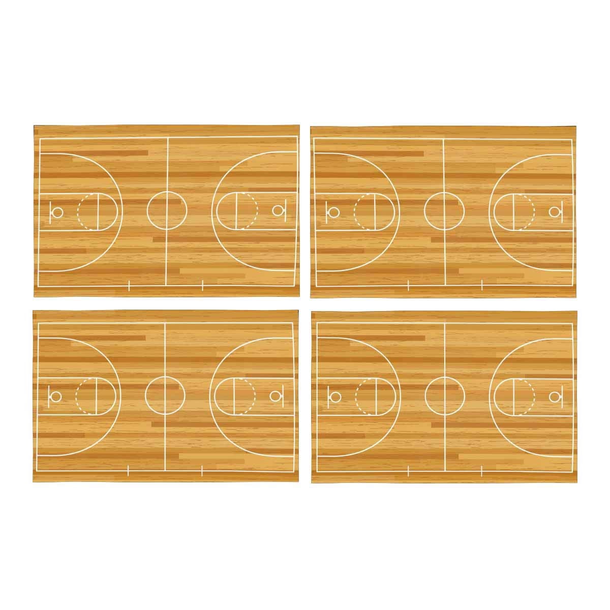 MKHERT Sports Decor Funny Basketball Court Floor with Line On Wood ...