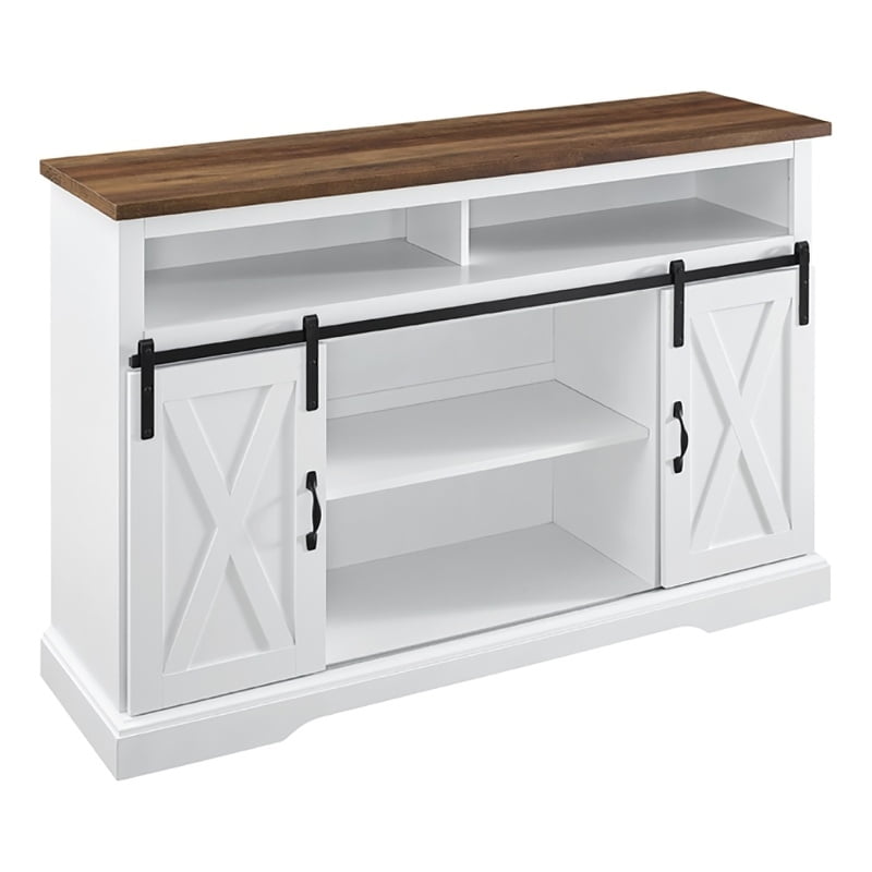 Pemberly Row Farmhouse Wood Barn Door TV Console for TVs up to 52" in ...