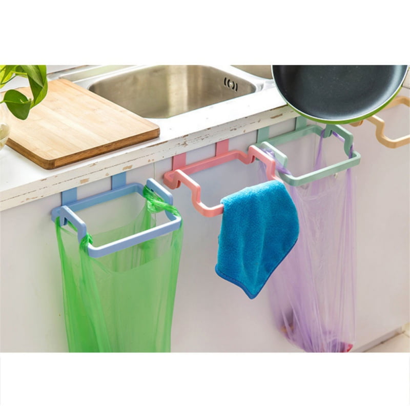 Hanging Cabinet Rubbish Bags Holder Door Trash Rack Storage Bin Kitchen ...
