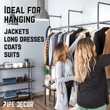 PIPE DECOR 76 3/8" Black Steel DIY Industrial Open Wardrobe, Wall ...