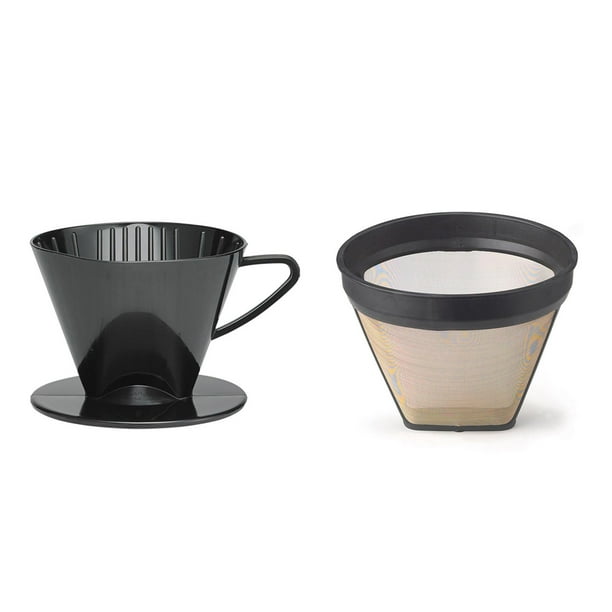 Fino Pour-Over Reusable Coffee Brewing Cone with Gold-Toned Mesh ...