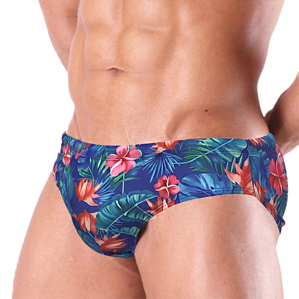 Mizok Mens Swimming Trunks Sexy Bikini Briefs Swimsuit Hot Print Bird