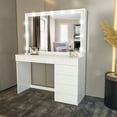 Ember Interiors Peggy Modern White Painted Vanity Table, Lights, USB ...