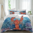 4 Piece Duvet Cover Set Cal king, Sea Animal Red Lobster Soft ...
