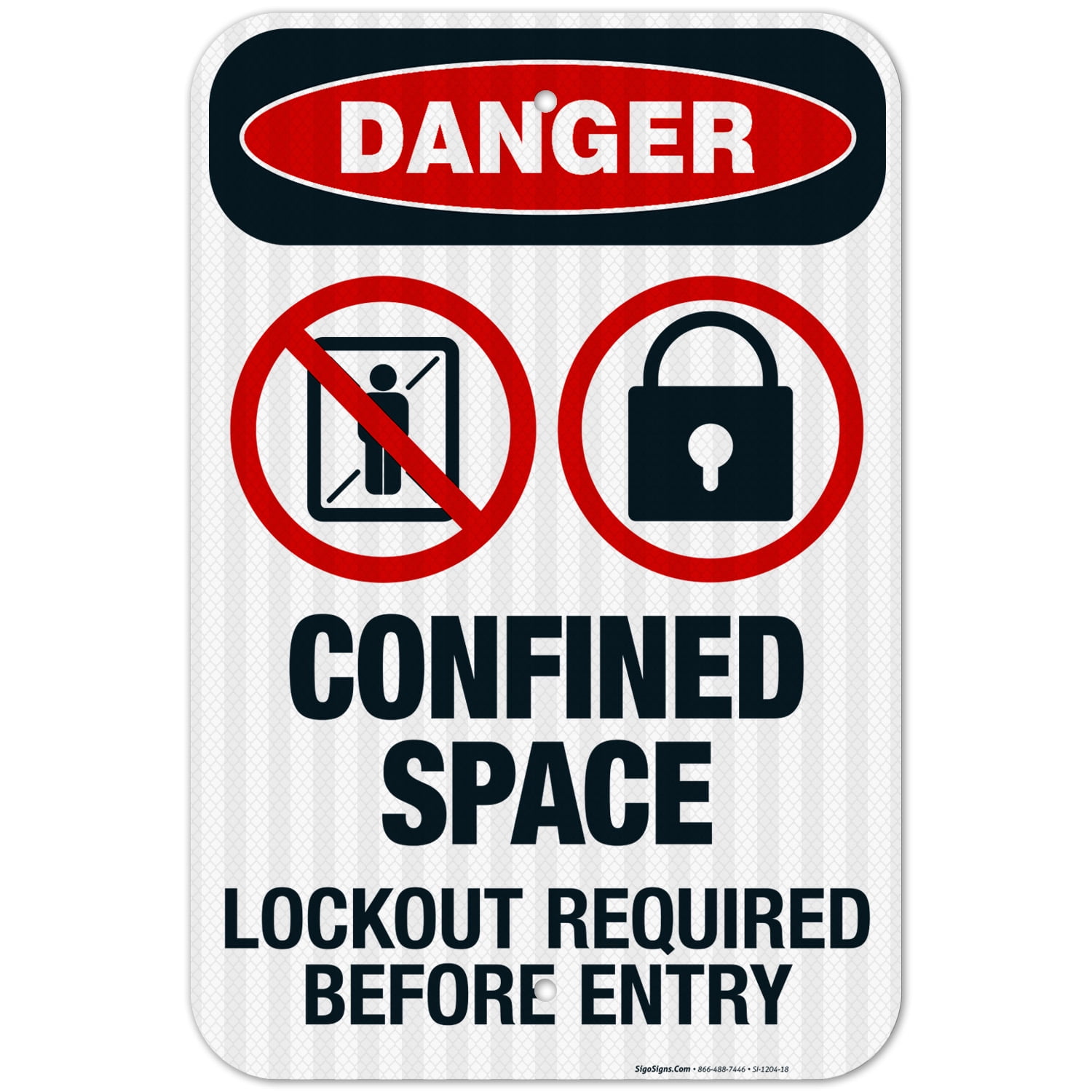 Confined Space Lockout Required Before Entry Sign, OSHA Danger Sign ...
