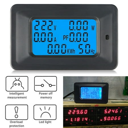 LCD Digital 100A Panel Power Watt Meter Monitor Voltage KWh Voltmeter ...