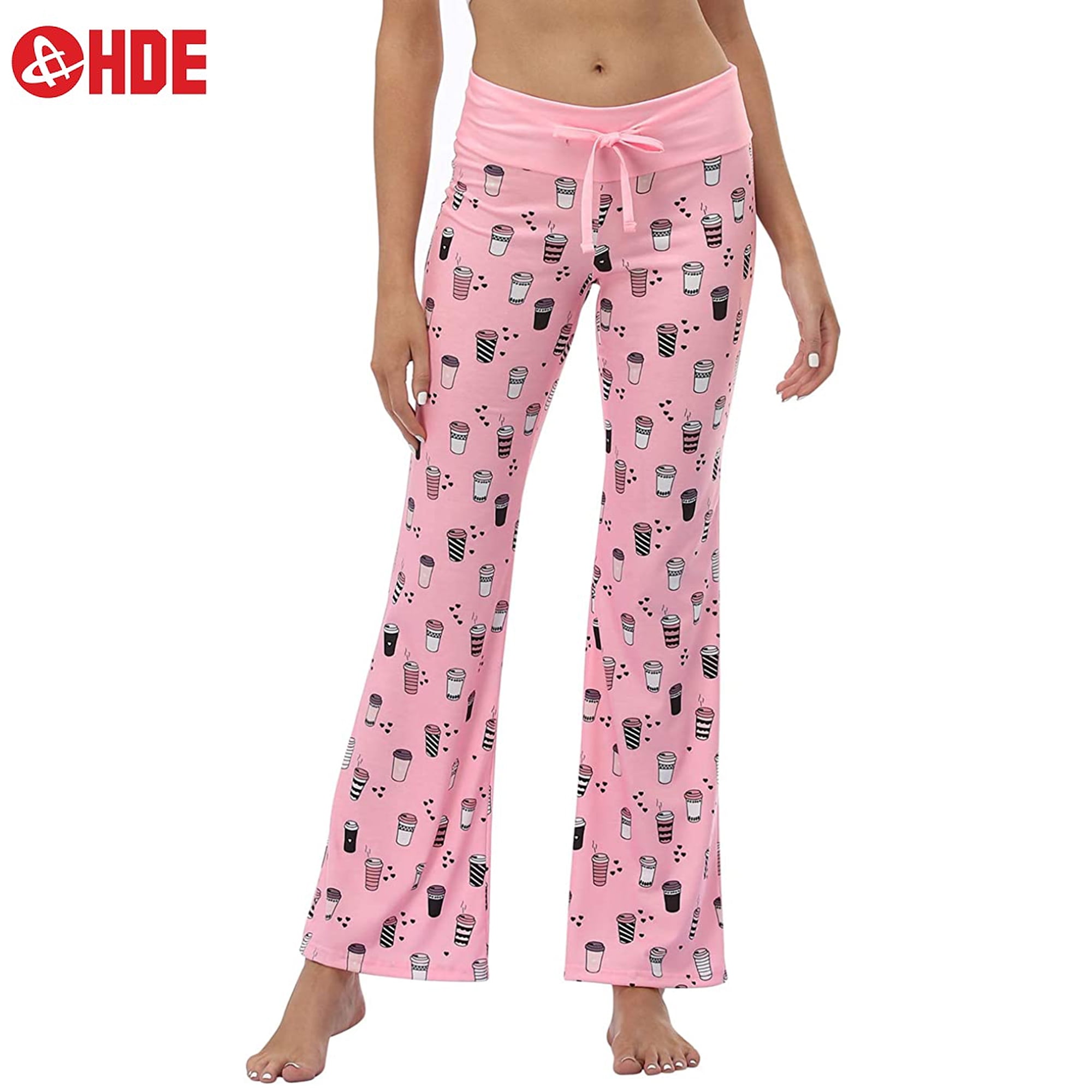 HDE Pajama Pants for Women PJ Pants Comfy Loungewear Pink Coffee 1X ...